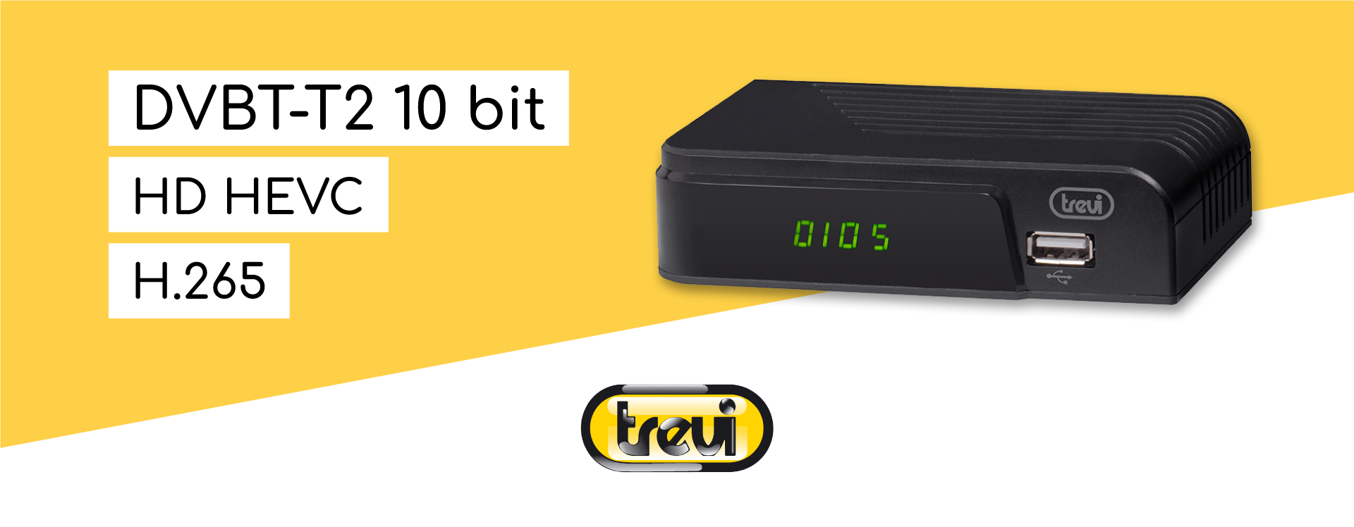 Decoder Digitale Terrestre HD DVB-T2 HEVC H.265 10 bit Trevi HE 3365 T2
