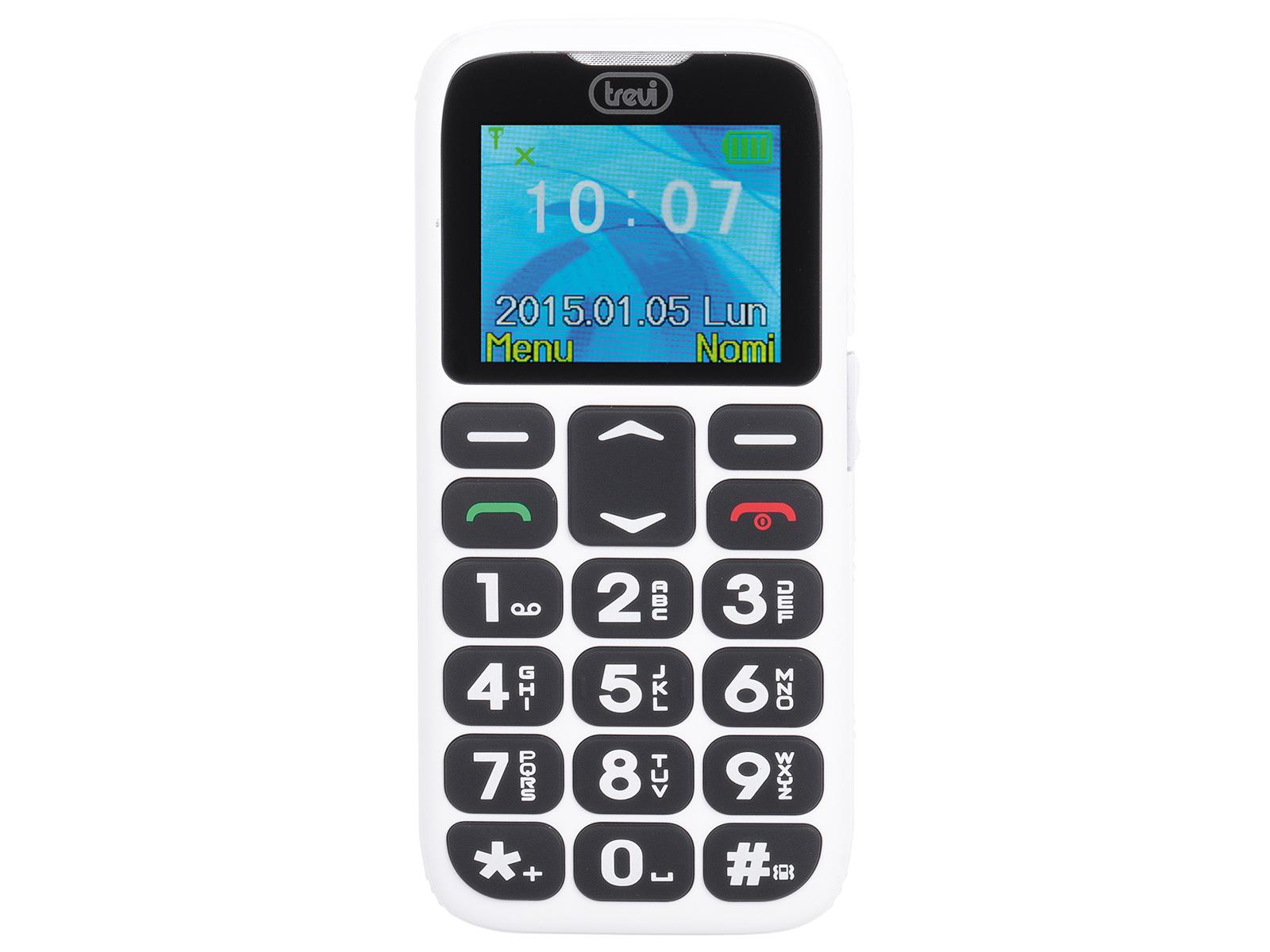 Telefono Cellulare con Grandi Tasti Funzione SOS Trevi SICURO 10 Bianco